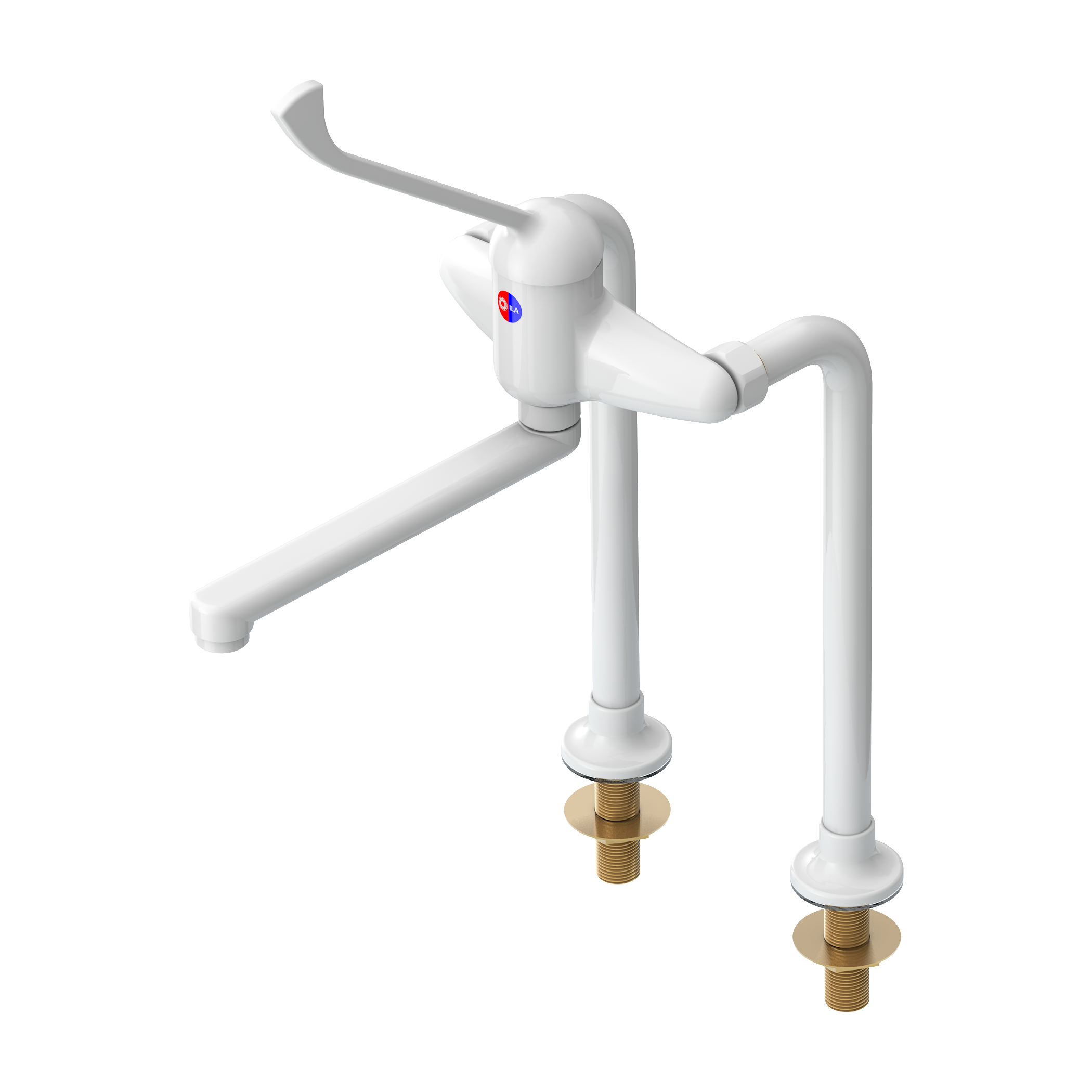 Two Hole Mixing Tap for Water on Columns with Swivel Spout and Elbow ...